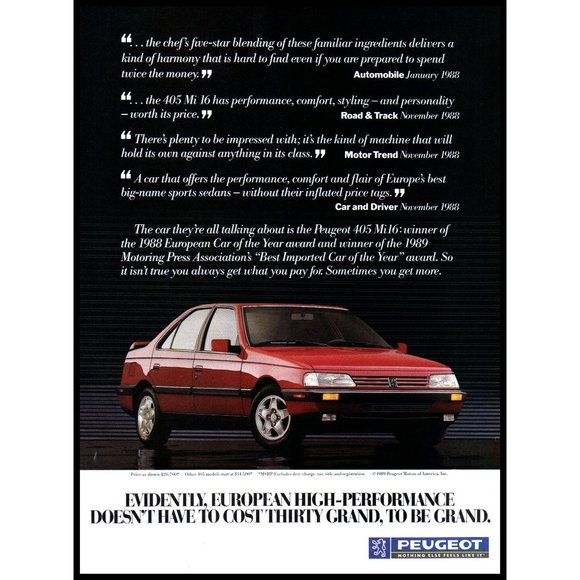 Peugeot | Art | 989 Peugeot 45 Mi16 Sports Sedan Vintage Print Ad Red ...